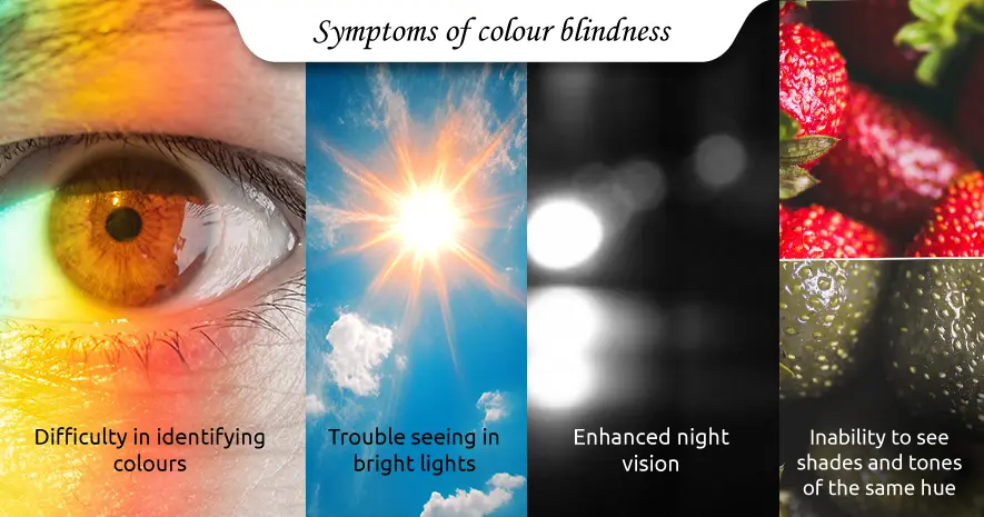 symptoms of colour blindness
